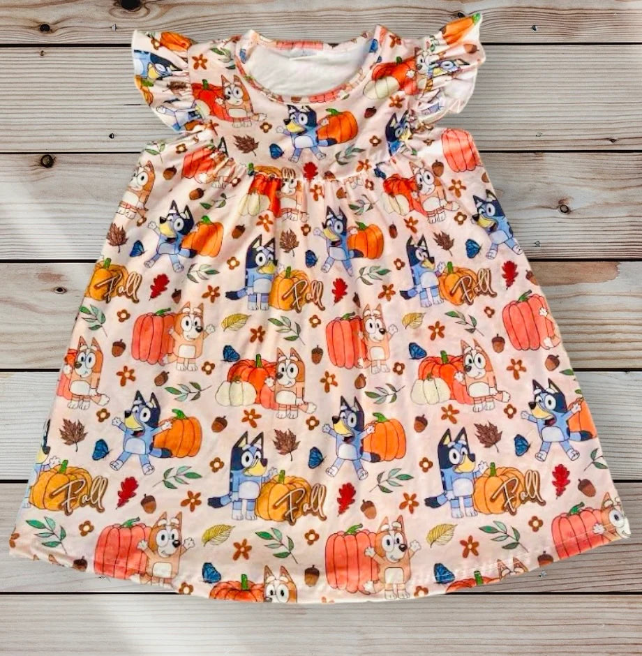 HCK EXCLUSIVE- Fall Blu*y Flutter Sleeve Dress – Hill Country Kids Clothing